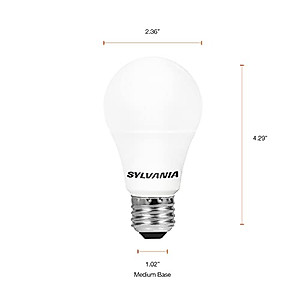 SYLVANIA LED A19 Light Bulb, 75W Equivalent, Efficient 12W, Frosted Finish, 1100 Lumens, Bright White - 4 Pack (78099)