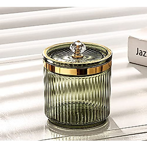 RockTrend Plastic Cotton Swab Ball Box Pad Holder Floss Organizer Box Clear Container Dispenser-Green