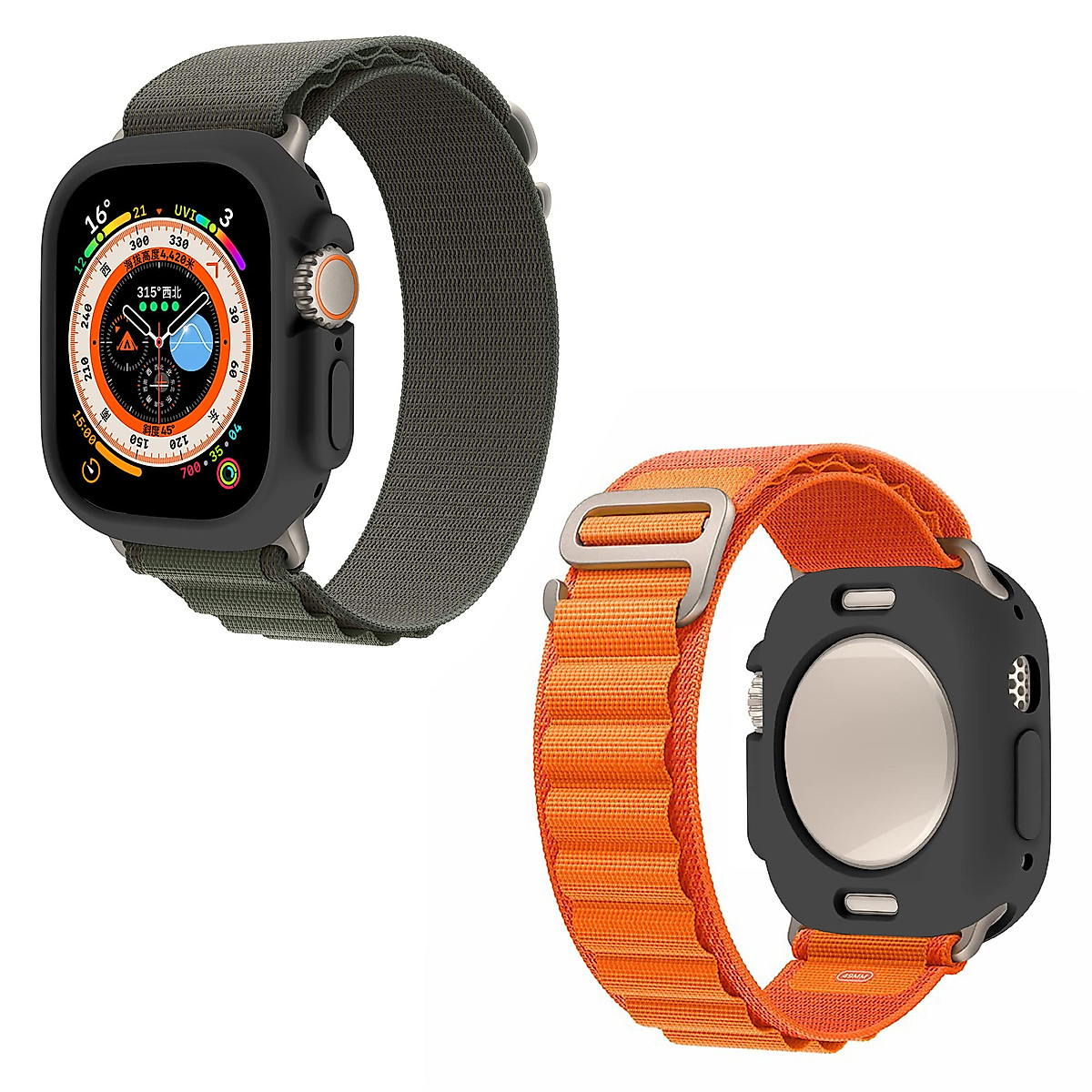 Yrzper Compatible with Apple Watch Ultra 49 mm case All-Round Shockproof TPU Silicone Protective Cover Bumper Shock-Absorbing Scratch-Resistant for (Black)