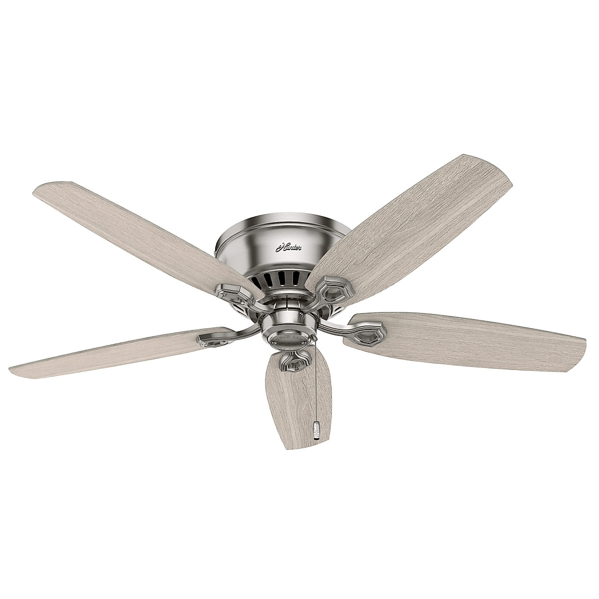 Hunter Fan Company Builder 52-inch Indoor Brushed Nickel Traditional Ceiling Fan With Bright LED Light Kit, Pull Chains, and Reversible WhisperWind Motor Included