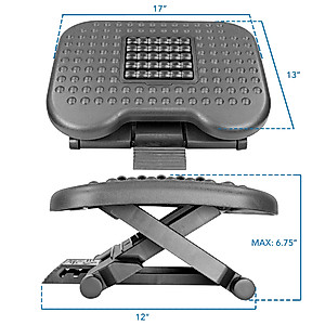 Mount-It! Ergonomic Under Desk Footrest | Massaging Foot Rest Support | Tilting Footrest with 3-Level Height Adjustment | Under Chair Office Footrest