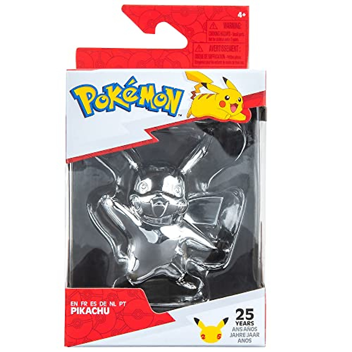 Pokémon 25th Celebration 3-inch Silver Pikachu #2 - Pokémon Figure - Pokémon Fan Must Have Toy - Officially Licensed 25th Anniversary Pokémon Product from Jazwares