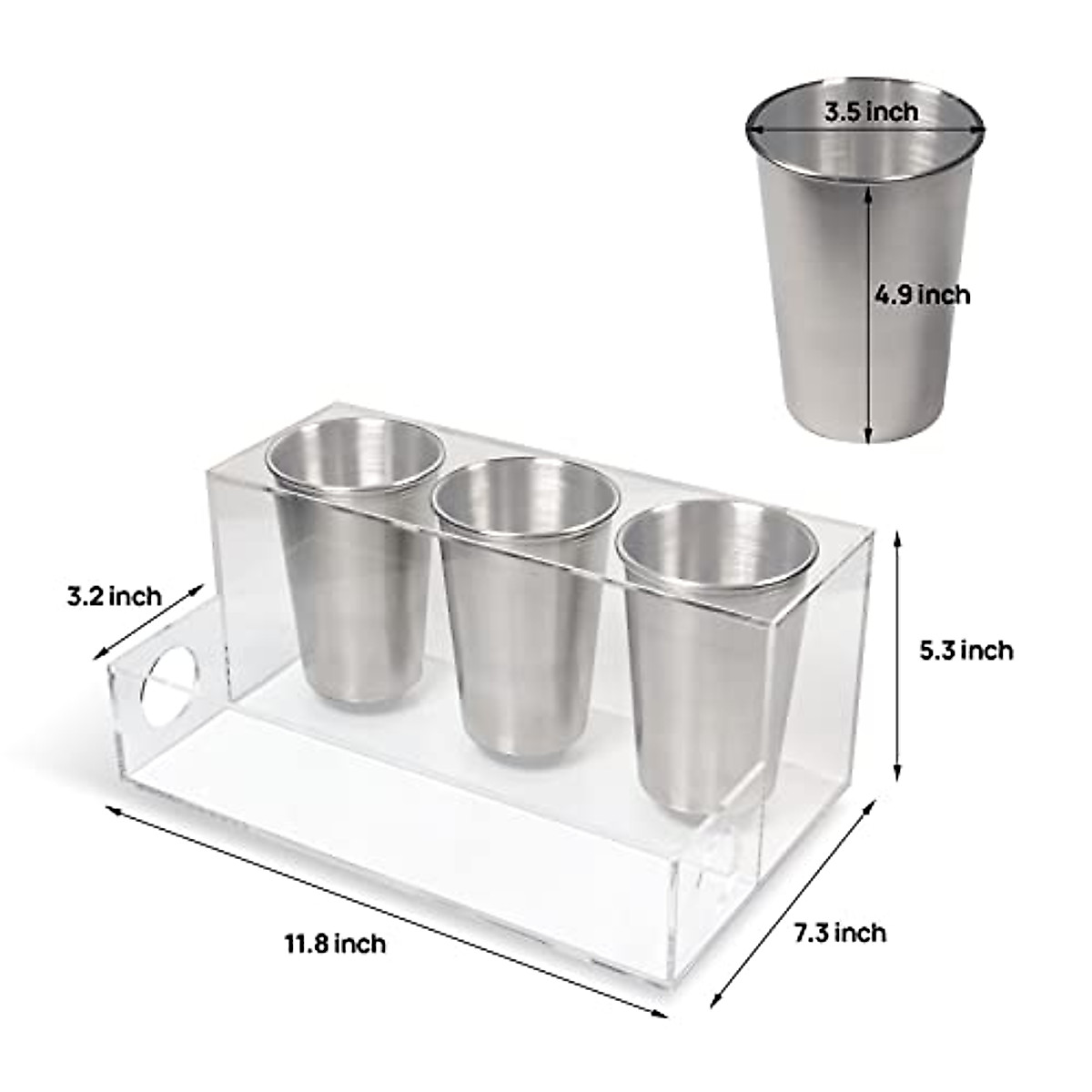 A & R Hair Tool Organizer, Clear Acrylic Blow Dryer Holder, Hair Dryer Organizer for Countertop, Bathroom & Vanity with 3 Heatproof Steel Cups