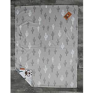 Dear Baby Gear Deluxe Double Layer Baby Blanket - Gender Neutral Infant Blankets for Girls & Boys - Nursery Quilt for Newborn - Cute Infant Blanket Gifts - Wild West Cactus in Gray Cactus, 40" x 30"