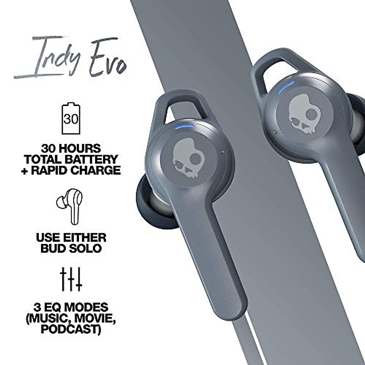 Skullcandy Indy Evo True Wireless In-Ear Earbud - Chill Grey (Renewed)