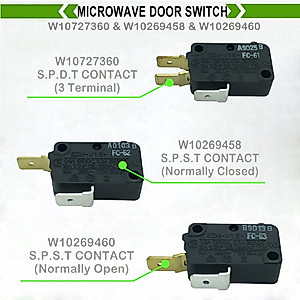 LONYE W10727360 & W10269458 & W10269460 Microwave Door Switch Replacement for Whirlpool Microwave SZM-V16-FC-61 SZM-V16-FC-62 SZM-V16-FC-63