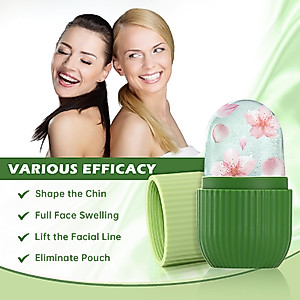 IMEASY Ice Roller for Face and Eye, Ice Face Roller,Facial Beauty Ice Roller Skin Care Tools, Ice Facial Cube, Gua Sha Face Massage, Silicone Ice Mold for Face Beauty (Green)