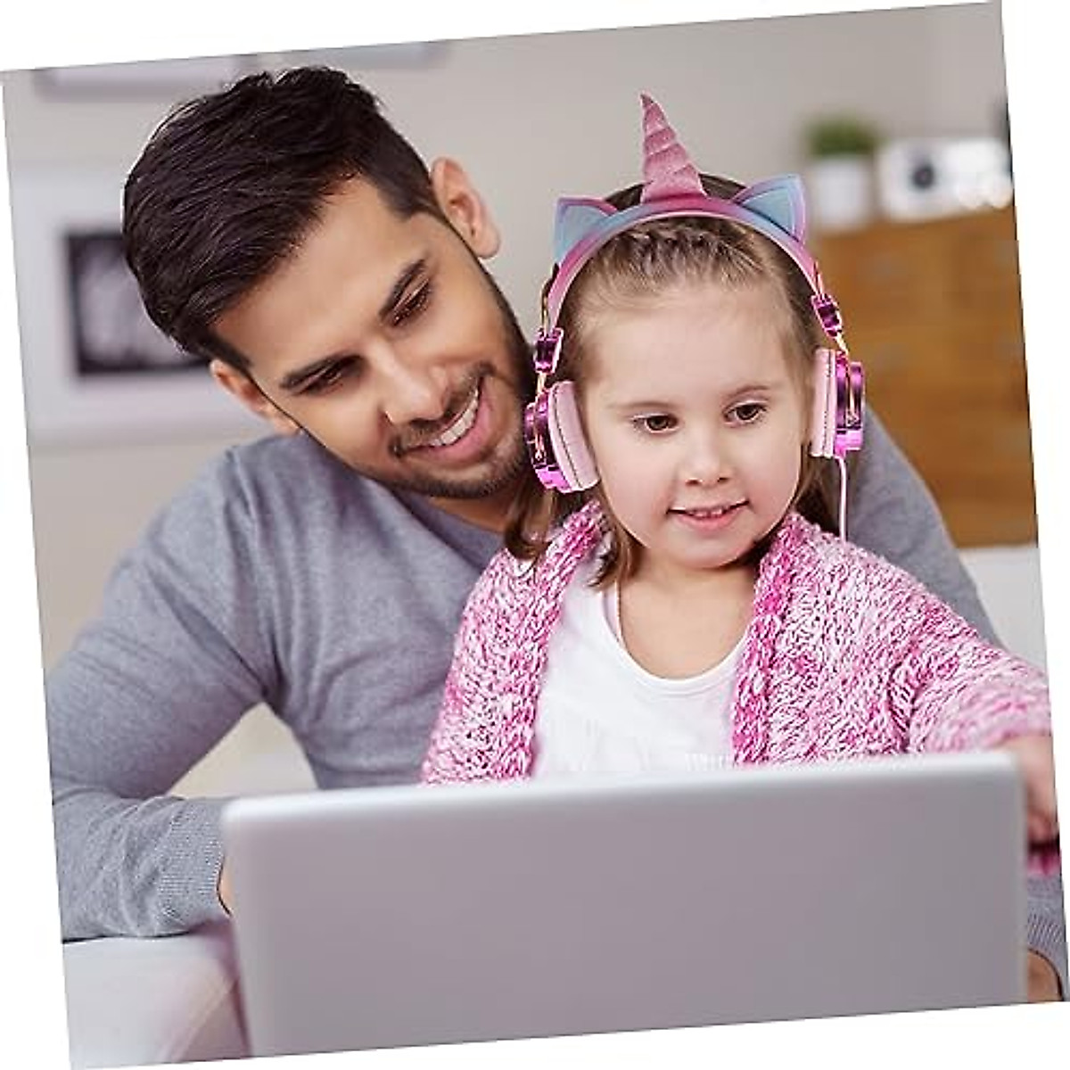 UKCOCO Headphones with mic Noise canceling Headphones Noise Cancelling Headphone Headphones for Computer Headphones for Cat Ear Game Headset Pink Headphones abs with Wheat