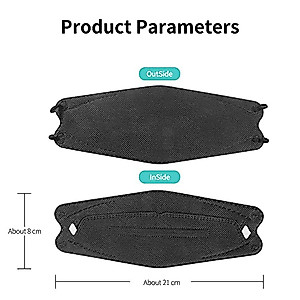 SENSE FV KF94 Disposable For Adult 4-Ply Breathable 3D Mouth Shields Filter Full Face Cover (50PCS, Black)
