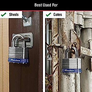 Master Lock 5T Outdoor Padlock with Key, 2 Pack Keyed-Alike, Silver