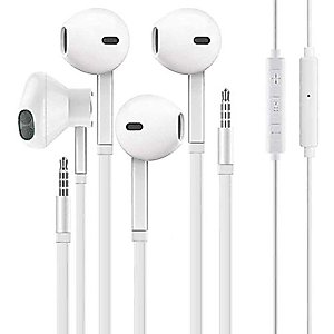 Aux Headphones/Earphones/Earbuds 3.5mm Wired Headphones Noise Isolating Earphones with Built-in Microphone & Volu