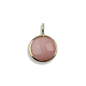 Pink Opal Checkerboard Charm 8mm Round Handmade In 14k Yellow Gold 1.60 Carats