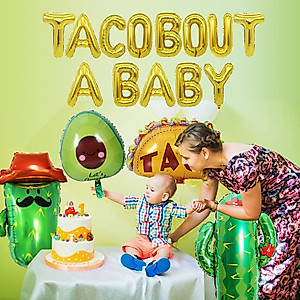 26 PCS Taco Bout a Baby Decoration, Fiesta Baby Shower Decorations Include Taco Bout a Baby Balloons Paper Fans Fiesta Banner Cactus Avocado Foil Balloons for Taco Bout a Baby Shower Decorations