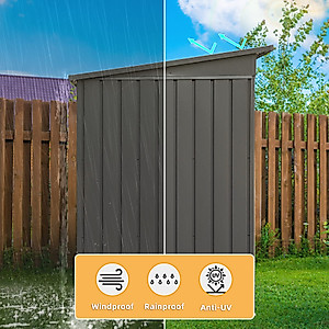 Domi Outdoor Storage Shed 5x3 FT,Metal Outside Sheds&Outdoor Storage Galvanized Steel,Tool Shed with Lockable Double Door for Patio,Backyard,Garden,Lawn