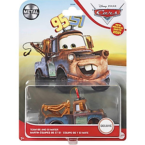 Disney Cars Toys Pixar Cars Die-Cast Oversized Team 95 and 51 Mater Vehicle, Collectible Toy Truck Gifts for Kids Age 3 and Older, Multi