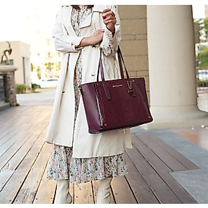 Mia K. Collection Shoulder Handbag for Women: Vegan Leather Tote-Satchel Bag, Top-Handle Purse, Ladies Pocketbook Brown