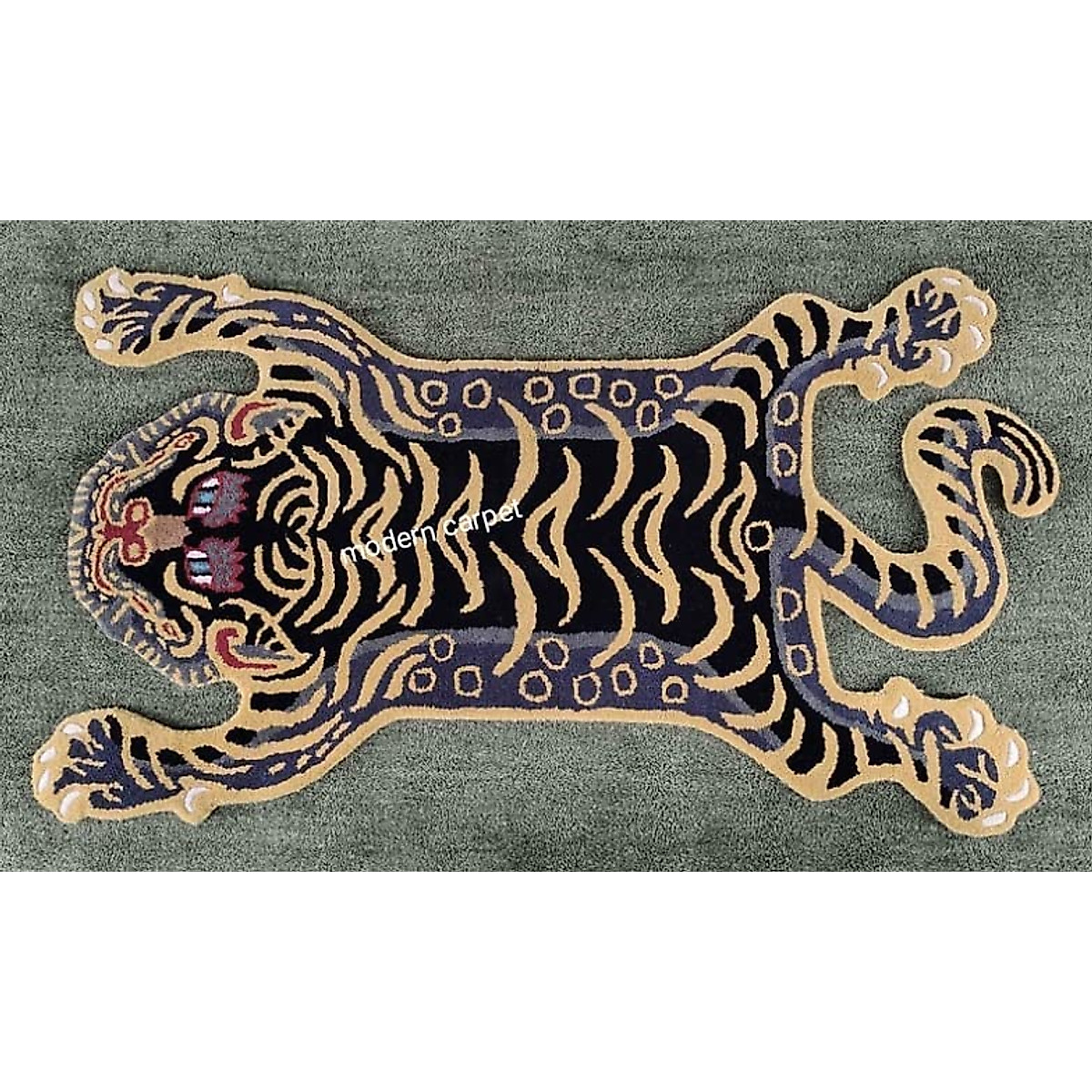 Generic Tibetan Tiger Rugs Skin Shape 2x3 Ft Area Rugs for Resistant Carpet Handmade Tufted 100% Woolen Rugs Animal Carpet for Kid Room Bedroom by Modern Carpet (2X3 FEET), Multicolor