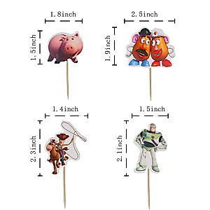 48pcs Toy inspiration story Cake Toppers ,Kids Birthday Party Cake Decoration Supplies