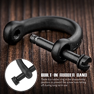 TISUR Key Ring with Screw Shackle，Black Key Rings Heavy Duty keyrings for Keys,DIY Key Fob D Rings Keychain 2pcs (1/2'', Black/Titanium)