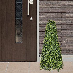 ECOOPTS 1 Piece Artificial Boxwood Trees UV Resistant Decorative Buxus Tower, Topiary Fake Tree Plant Decoration for Home Garden Indoor Outdoor