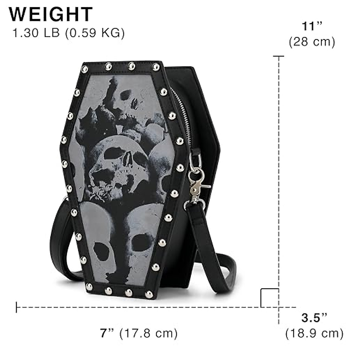 Scarleton Casual Backpack Purse for Women, Punk Skull Backpack, Faux Leather Gothic Shoulder Bag, Rivet Crossbody Bag, H209201E - Black