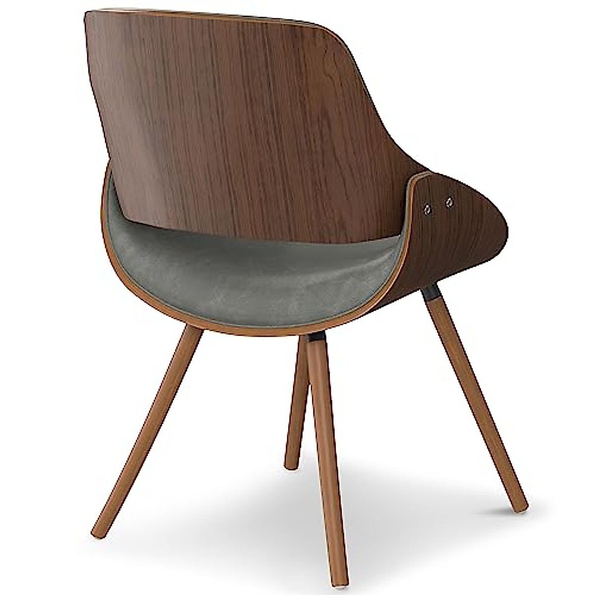 SIMPLIHOME Malden Dining Chair in Distressed Grey Vegan Faux Leather, 22.8"W x 20.9"D x 30.9"H, Mid-Century Modern Wood Back Chair for Dining Room