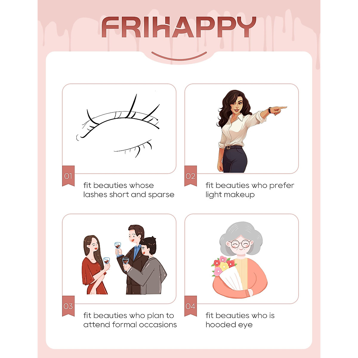 Lashes Eyelashes Lashes Wispy False Eyelashes Natural Eyelashes Mink Lashes, Frihappy Lashes 5 Pairs Frihappy#17-Understated