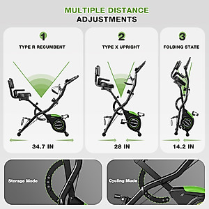 GOIMU Folding Exercise Bike, 4 in 1 Stationary Bike for Home Workout with 16-Level Adjustable Resistance, Indoor Cycling Bike with 330LB Capacity, Magnetic Workout Bike with Comfortable Seat Cushion…