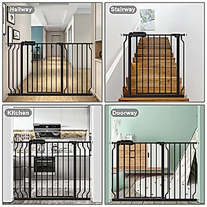 Fairy Baby Extra Wide Baby Gate Black 57.5-62 Inch Wide, Walk Through Pressure Mounted No Drill, Long and Large Tension Dog Gates for Pet and Kids