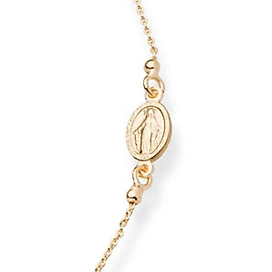 Miabella 18K Gold Over 925 Sterling Silver Italian Rosary Beaded Sideways Cross Necklace Dainty Chain Necklace for Women Made in Italy (18 Inches)