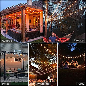 Svater Outdoor String Lights 100ft Shatterproof, Globe Patio Lights with 50pcs Plastic Bulbs, 2700K Warm White, IP45 Waterproof, Connectable Hanging Lights for Patio Balcony Party Porch
