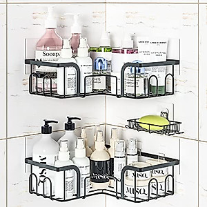 Estefanlo Shower Caddy 2 Pack Corner Shower Caddy, Soap Dish, Shower Organizer Adhesive Corner Shower Shelves Stainless Steel Shower Rack for Full 90 Degree Angle Wall Corner