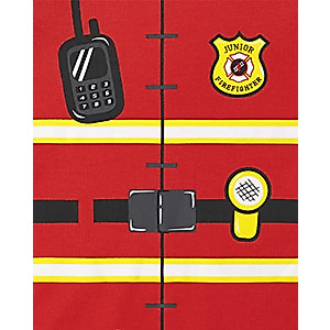 The Children's Place Baby Boys' Unisex and Toddler Snug Fit Cotton Mixed 2 Piece Pajama Sets, Firefighter/Fire Truck 2-Pack, 12-18 Months