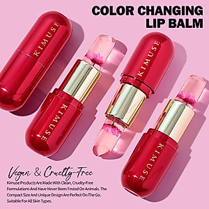 KIMUSE Flower Balm PH Color Changing Lipstick, Long-Lasting Lip Balm and Lip Stain, Moisturizing Natural Lip Balm