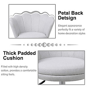 SSLine Home Office Chair,Modern Living Room Chair Linen Fabric Shell Accent Chair,360° Upholstered Adjustable Swivel Armchair Reception Chair for Office, Living Room,Bed Room (Beige)