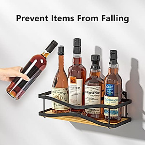 DatMou Floating Shelves Wall for Inside Kitchen, Bedroom, Living Room, Bathroom Storage and Decor, Wall Mounted Shelf with Metal Guardrail and Hooks, 2pcs