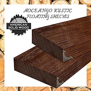 AoceanGo Farmhouse Floating Shelves for Wall 36 Inch Rustic Shelves Large Modern Solid Wood Wall Shelf Display Storage Rack Live Edge Shelves for Living Room Kitchen Office Kitchen Hallway Set of 4