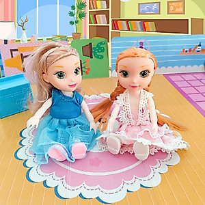 Huang Cheng Toys 6.3" Mini Girl Dolls, Include 10 Sets Handmade Doll Clothes, 5 Sets 6.3" Small Girl Dolls, 5 Pairs of Shoes