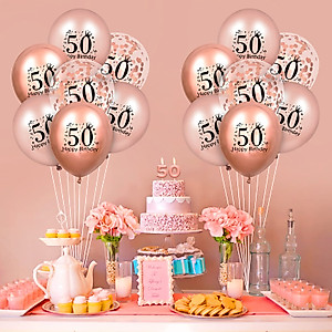 50th Birthday Balloons 18 Pcs Rose Gold Happy 50th Birthday Latex Balloons Confetti Balloons for Men Women 50th Anniversary Birthday Party Decorations Rose Gold Balloons Birthday Decor Supplies12 inch