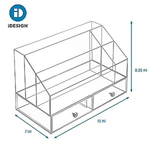 iDesign Plastic Tiered Divided Cosmetic Organizer with Drawers for Storage of Makeup, and Accessories on Vanity, Countertop, or Cabinet, 12.97" x 6.96" x 8.25" - Clear