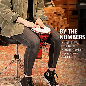 Meinl Percussion Junior Djembe Hand Drum Circle Instrument, Synthetic Shell and Head — NOT Made in China — Compact Size Rope Tuned, 2-Year Warranty (JRD-PS)