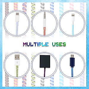 Frienda 10 Pcs Spiral Cable Protector, Chargers Cord Protector Data Cable Protective Sleeve Headphone Saver Charger Protective Data Lines Cover for Phone USB Prevent Pets from Biting(Classic Colors)