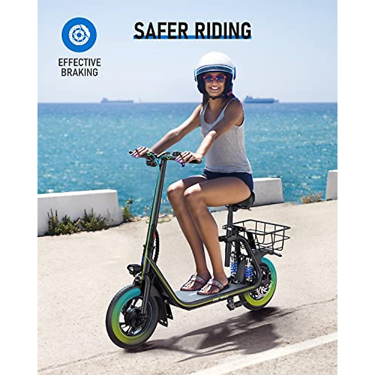 URBANMAX C1 Pro Electric Scooter with Seat, Adult Electric Scooters with Dual Shock Absorbers Up to 25 Miles 18.6MPH 450W Motor, Folding Scooter Electric for Adults with Seat & Carry Basket