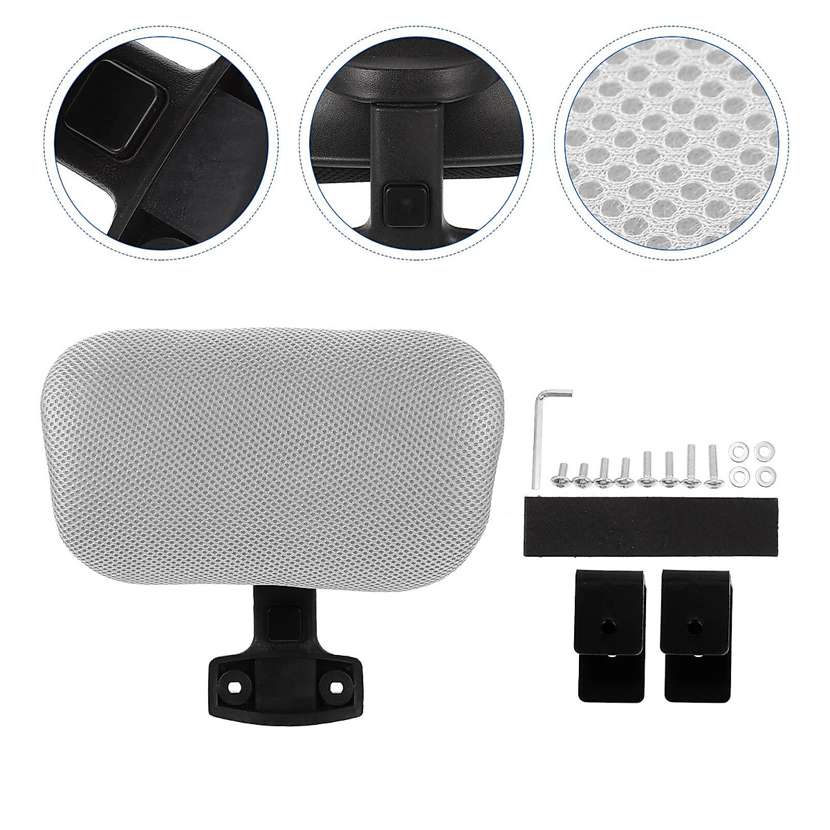 NUOBESTY Head Rest Office Chair Cushion Adjustable Mesh Headrest Attachment Universal Neck Support Cushion for Office Chair(Grey-2.6)