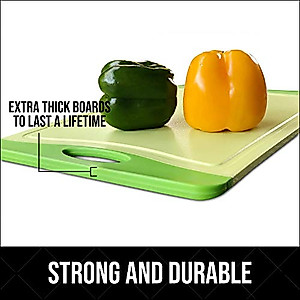 Raj Plastic Cutting Board Reversible Cutting board, Dishwasher Safe, Chopping Boards, Juice Groove, Large Handle, Non-Slip, BPA Free (Small, Red, Green & Orange)