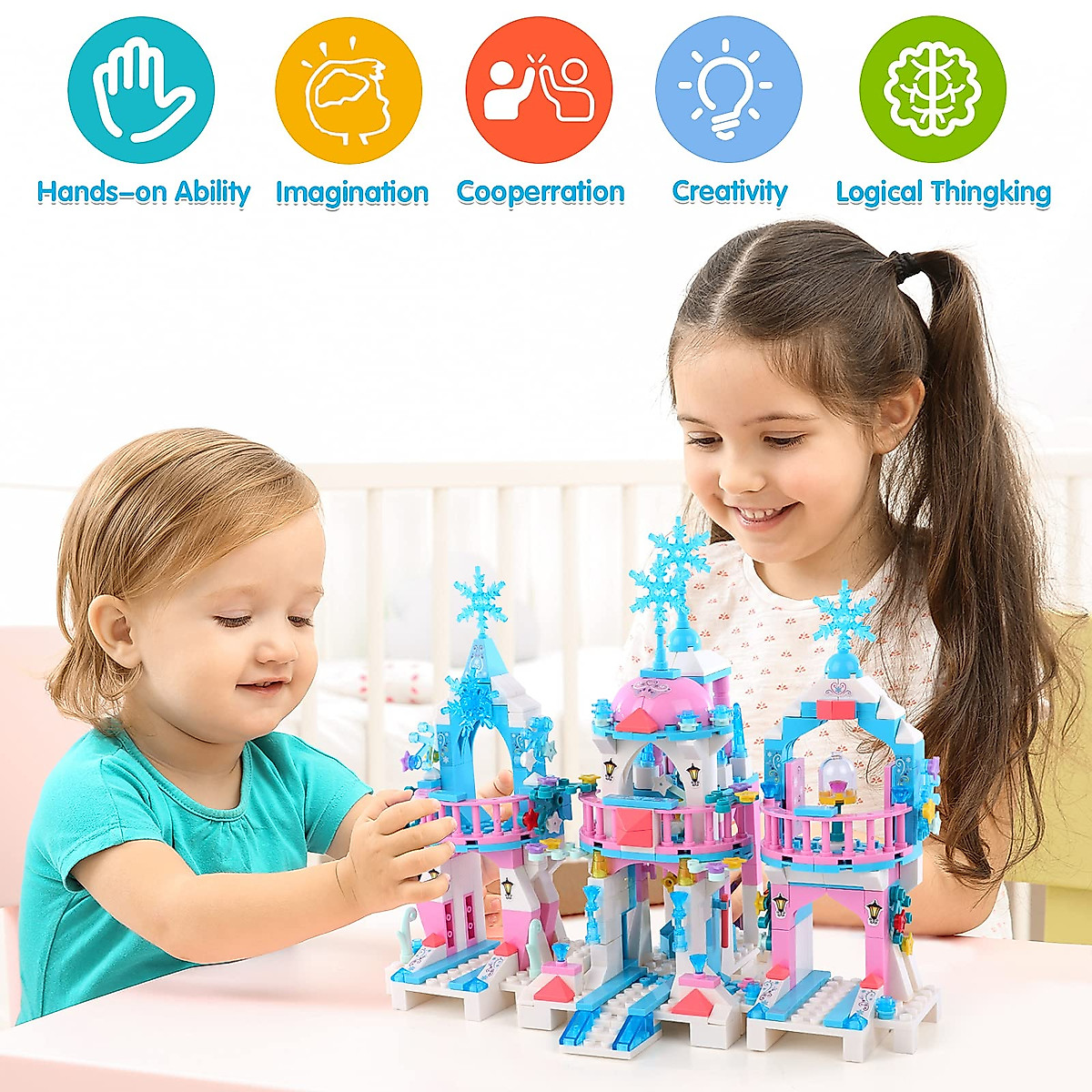Girls Princess Castle Building Toys, Royal Castle Creative Building Blocks Kits Toys Gift for Kids, Learning and Roleplay STEM Construction Toy Sets with Storage Box for Girls Age 6+,667 Pieces