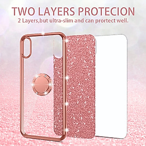 for Samsung Galaxy A10E Phone Case Girls Women Cute Rhinestone Glitter TPU Case with Ring Stand Strap Lanyard Shockproof Protection Cover for Samsung Galaxy A20E -Rose Gold