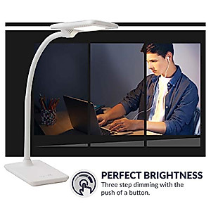 Newhouse Lighting NHDK-ZL-WH Zlata LED Desk Lamp with USB Charger, Touch Dimming and Color Change for Office Use, White