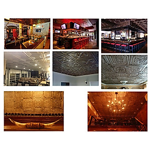 PAINTSDECOR Faux Plastic Ceiling Tiles Peel and Stick Tin Ceiling Tiles Distressed for Cafe Club Salon Hotel Store Bar 2'x2' PL80 Archaic Copper 10pcs