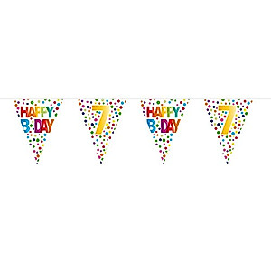 Folat 27107 6th Birthday Happy Bday Dots Bunting Garland-10 m, Multi colors